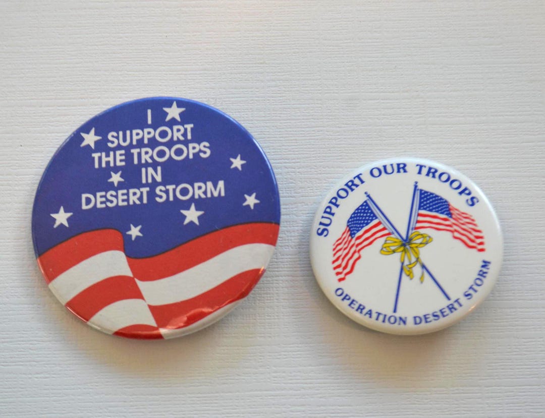 Vintage Military Support Our Troops Operation Desert Storm Pinback Pin ...