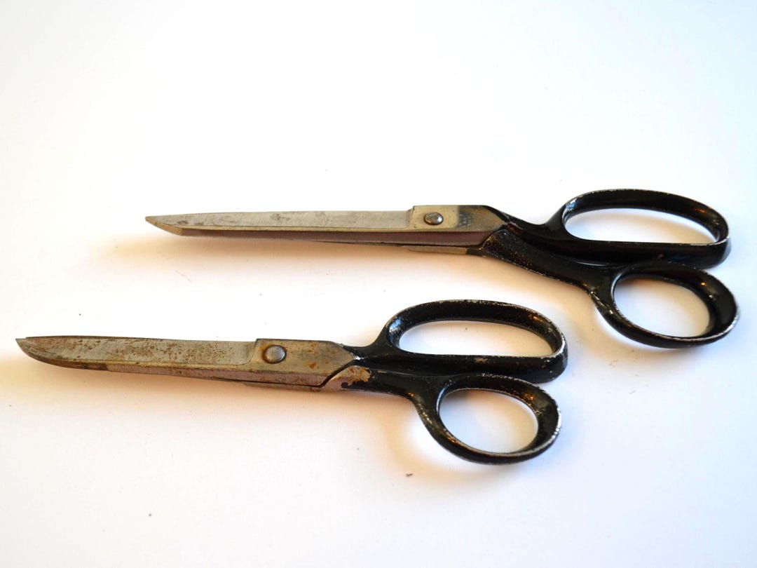 Vintage Black Handle Metal Scissors - Lot of 2 - Etsy