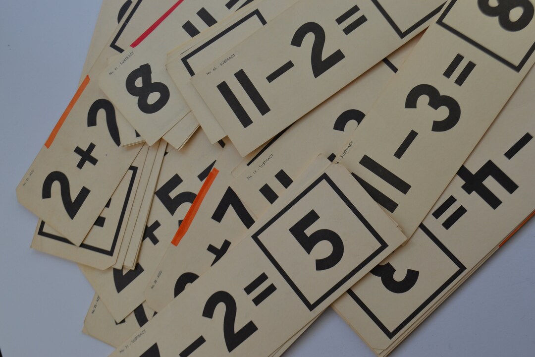 Vintage Ideal Ephemera Scrapbooking Subtraction Math Flash Cards ...