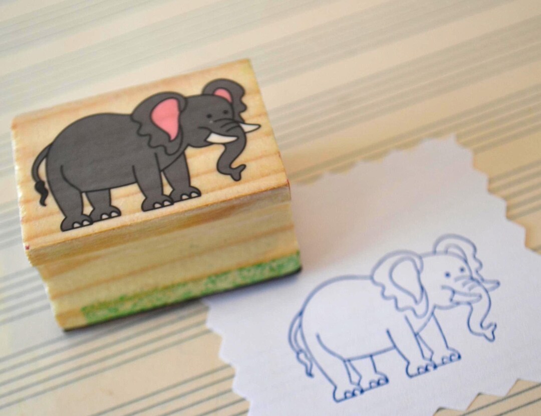 Elephant Wood Mounted Rubber Stamp - Etsy