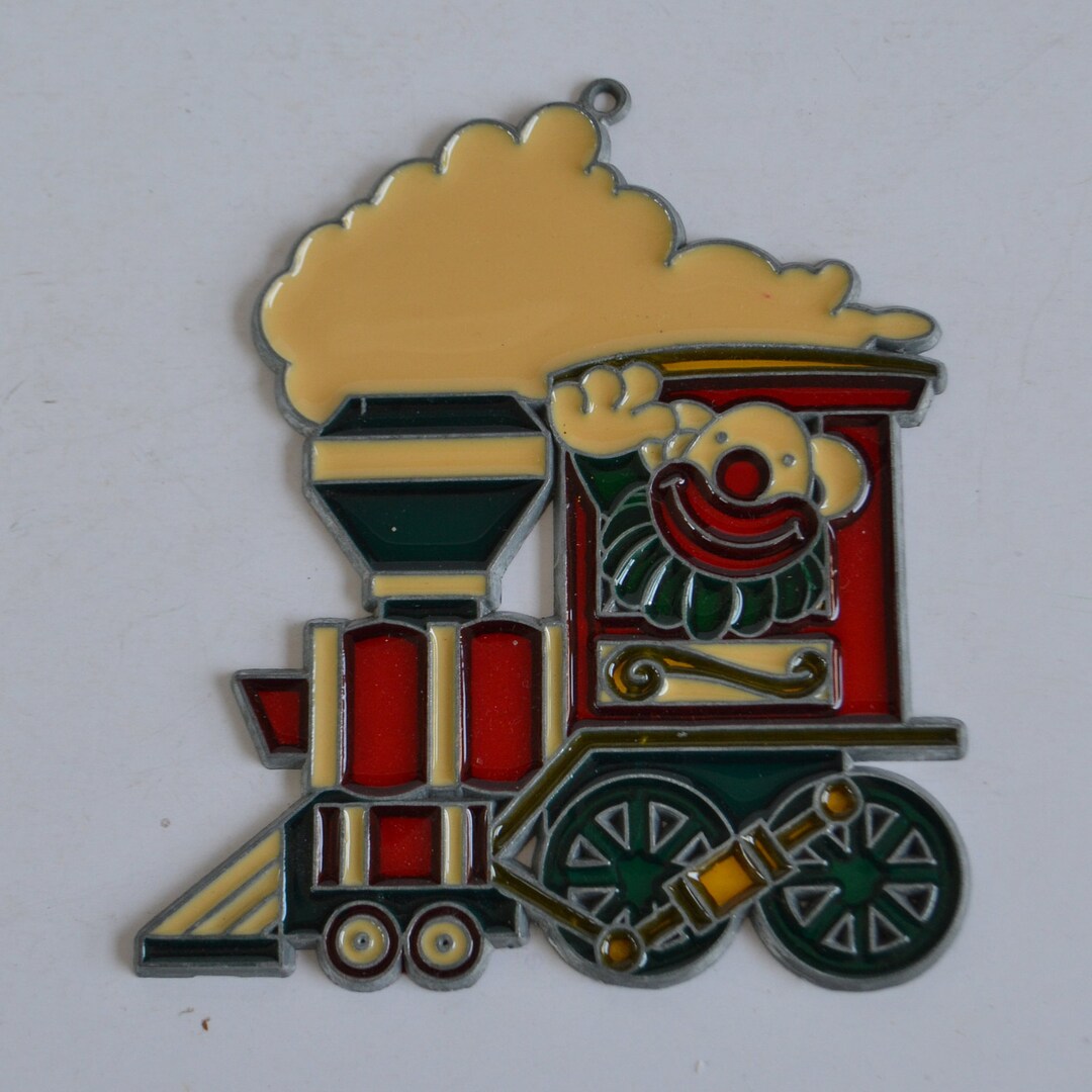 Vintage Window Toy Train Clown Stained Glass Ornament - Etsy