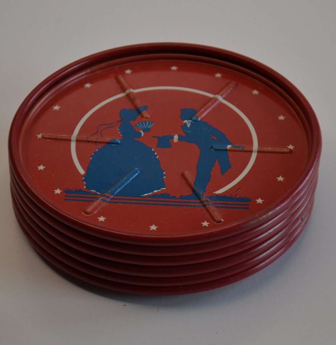 Vintage Retro Midcentury Kitschy Bar Drinkware Aluminum Red Metal ...