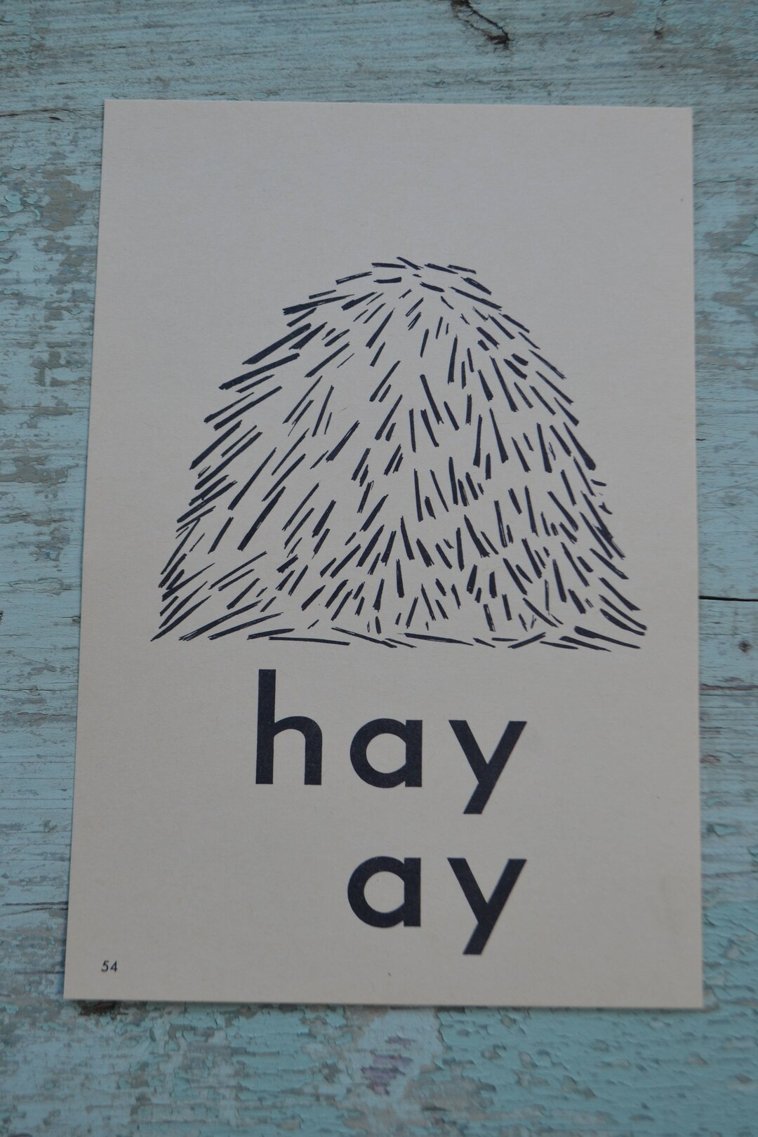 Vintage Educational Phonics Flash Card Flashcard Print Large Picture ...