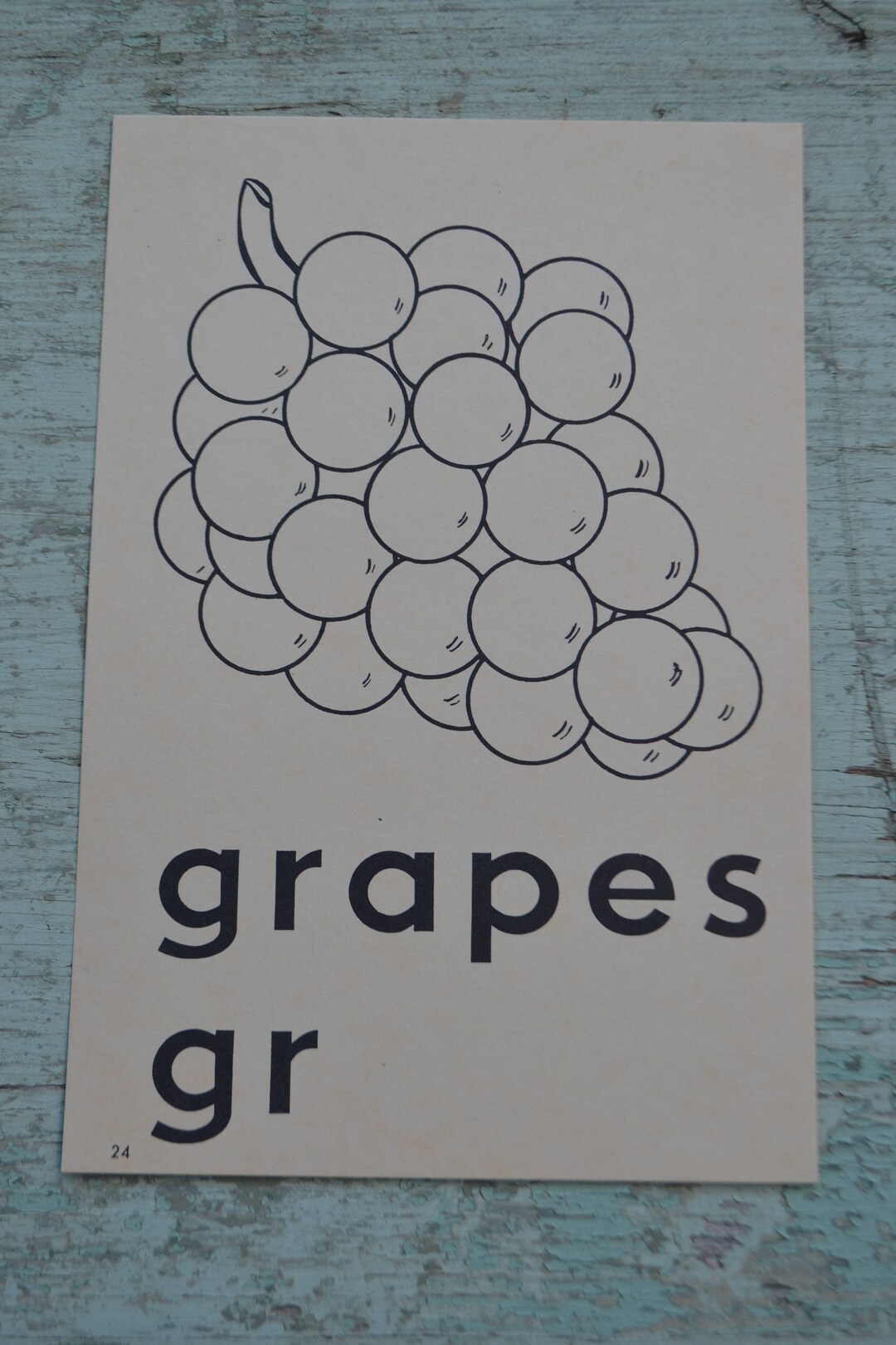 Vintage Kids Flash Card Flashcard Large Picture Phonics - Grapes - Etsy
