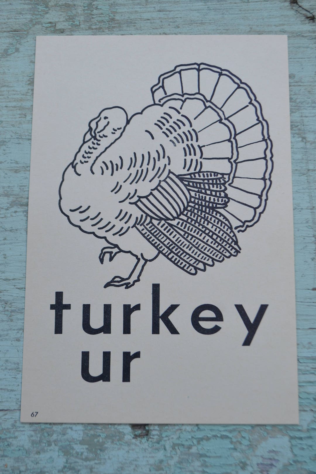Vintage Flash Card Flashcard Thanksgiving Phonics Learning Room Decor ...