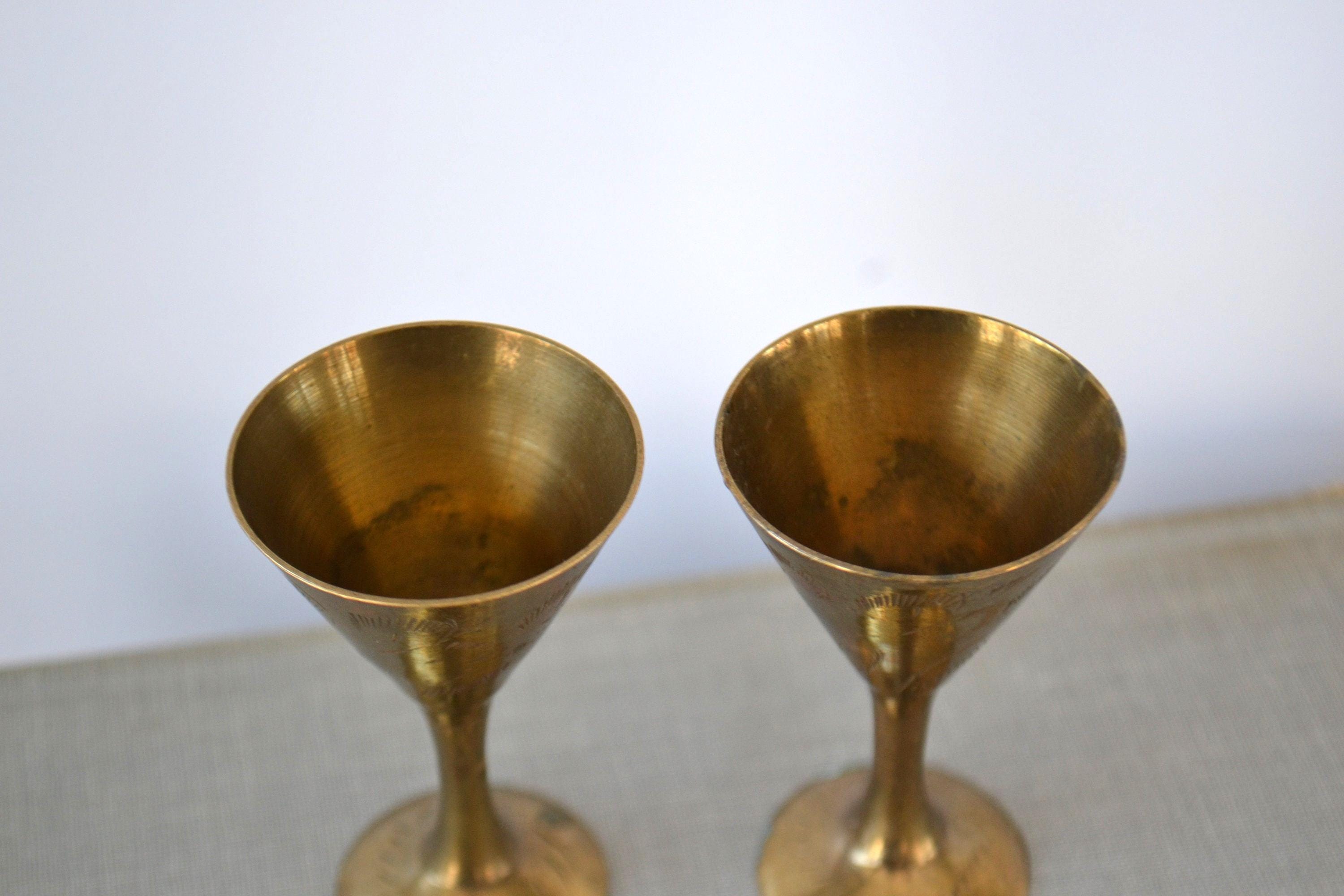 Vintage Brass Tiny Cordial Drink Barware Set of 2 - Etsy