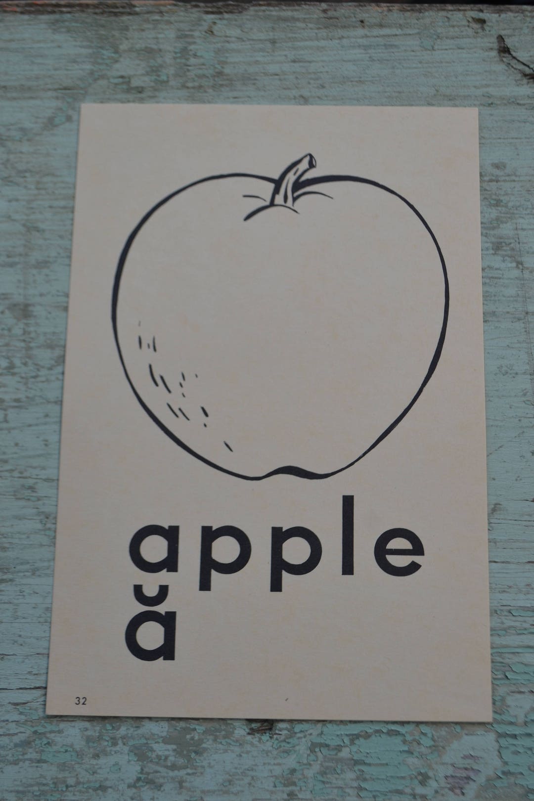 Vintage Educational Image Picture Flash Card Flashcard Large - Apple - Etsy