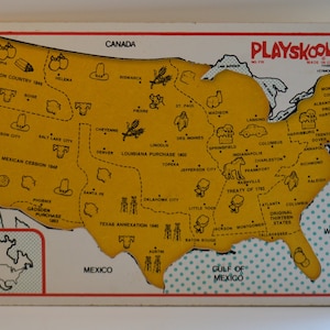 Vintage Playskool United States Map Puzzle Board Wall Decor - Etsy