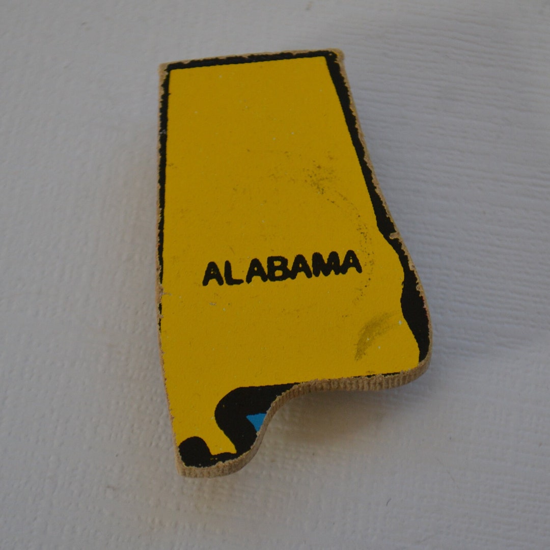 Vintage Wood Puzzle Yellow Alabama State Refrigerator Magnet - Etsy