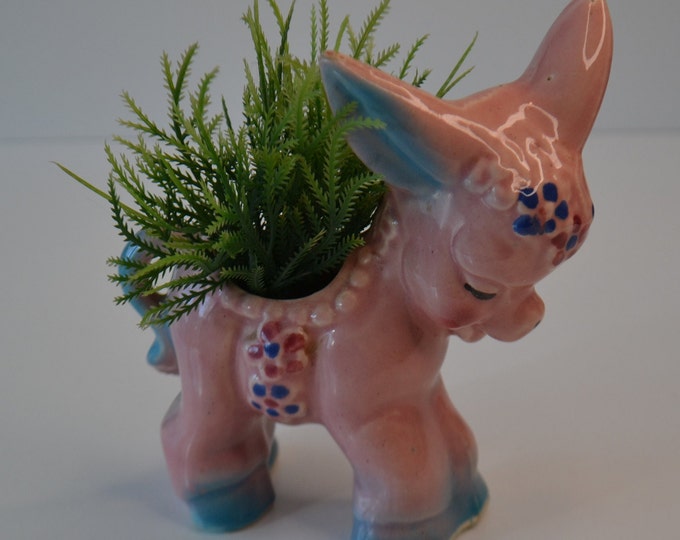 Vintage Pink Animal Donkey Ceramic Plant Planter - Etsy