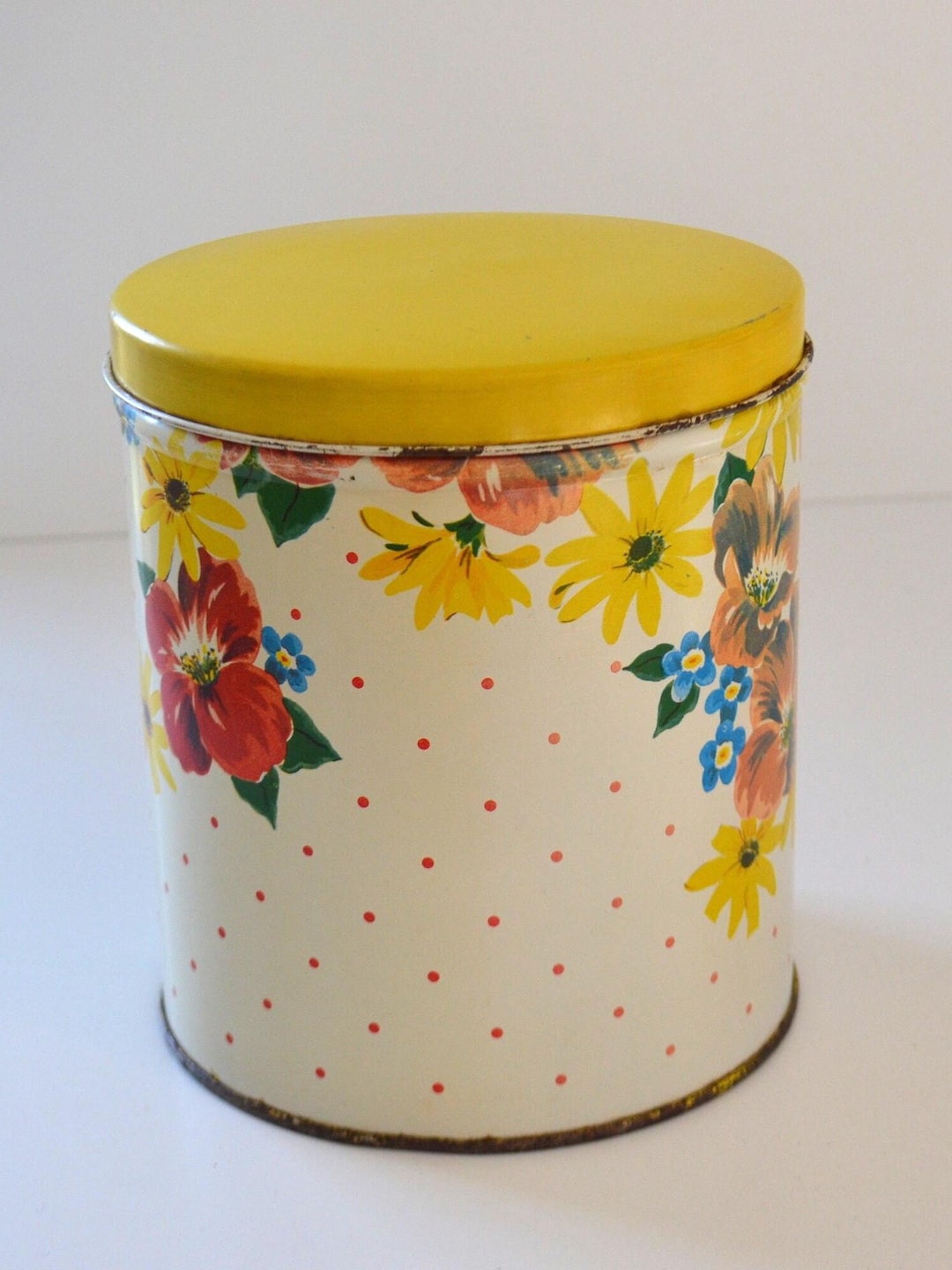 Vintage Retro Midcentury Floral Kitchen Design Metal Food Storage Tin ...