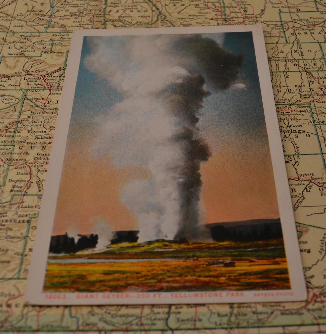 Vintage Ephemera Memory Iconic Souvenir Yellowstone National Park Old ...