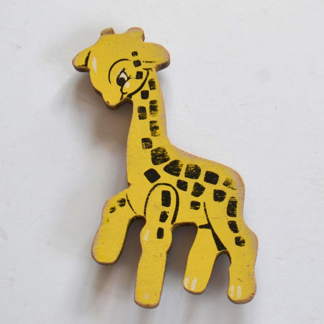Vintage Wood Yellow Giraffe Refrigerator Magnet - Etsy