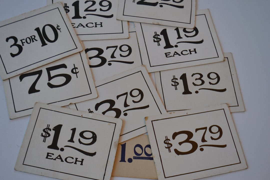 Vintage Black White Farmhouse Style Retail Store Price Tags Cards ...