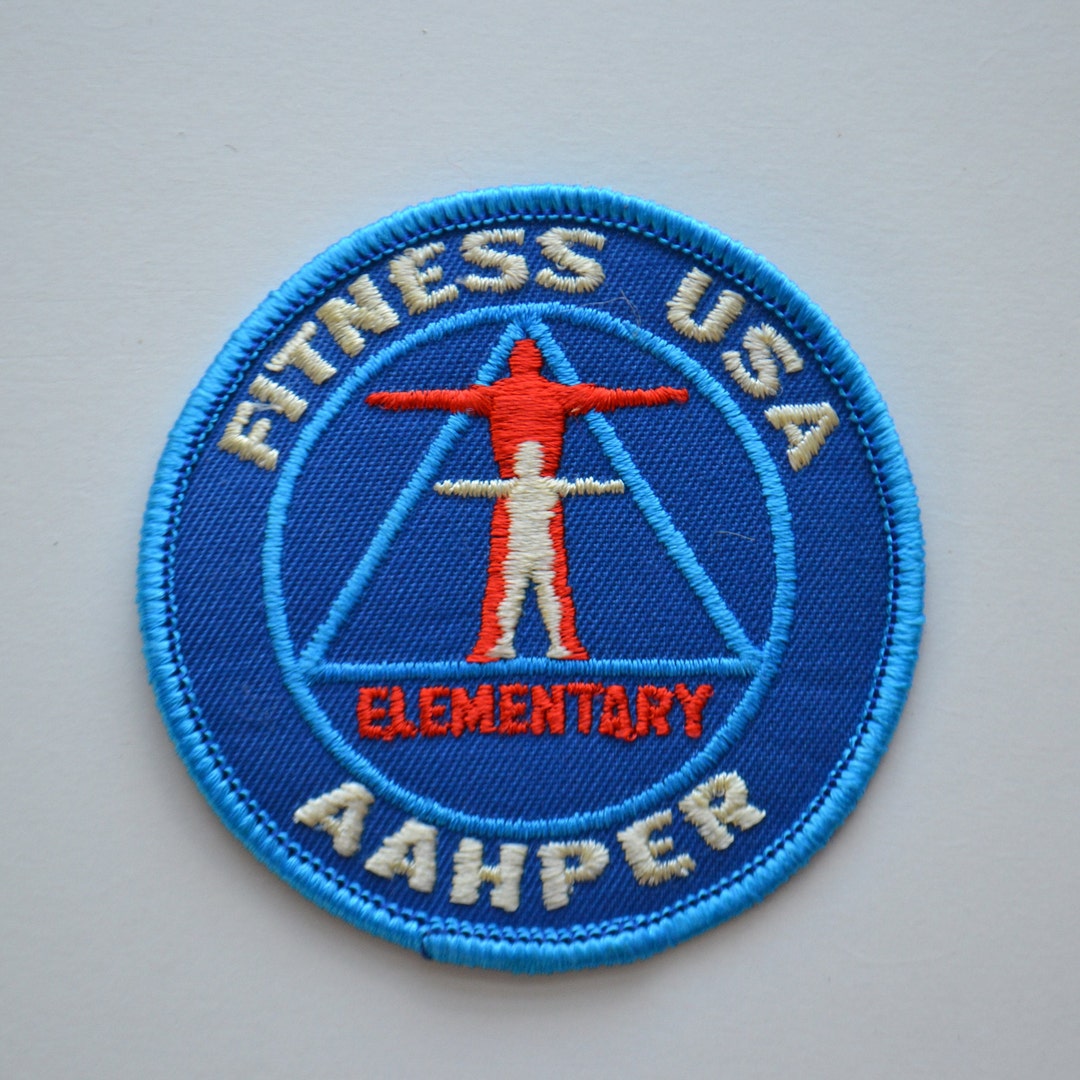 Vintage Blue Red Fitness USA Elementary AAHPER Embroidered Patch Badge ...