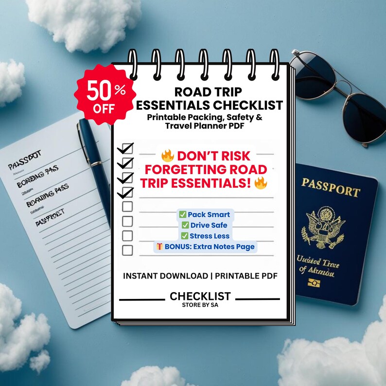 Road Trip Essentials Checklist – Printable Packing, Safety & Travel Planner PDF - Etsy