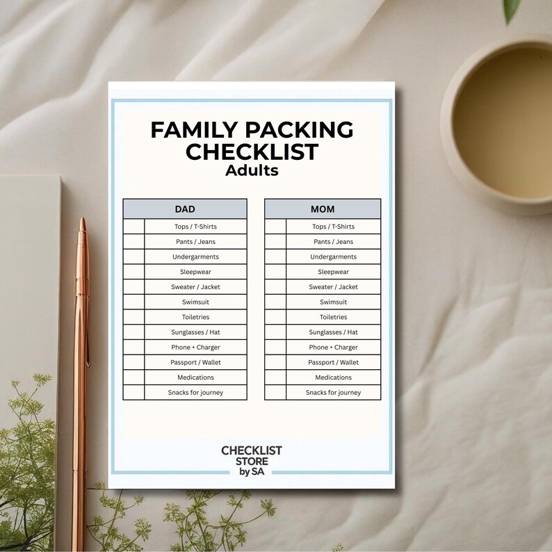 Family Packing Checklist – Printable Travel Planner for Parents and ...