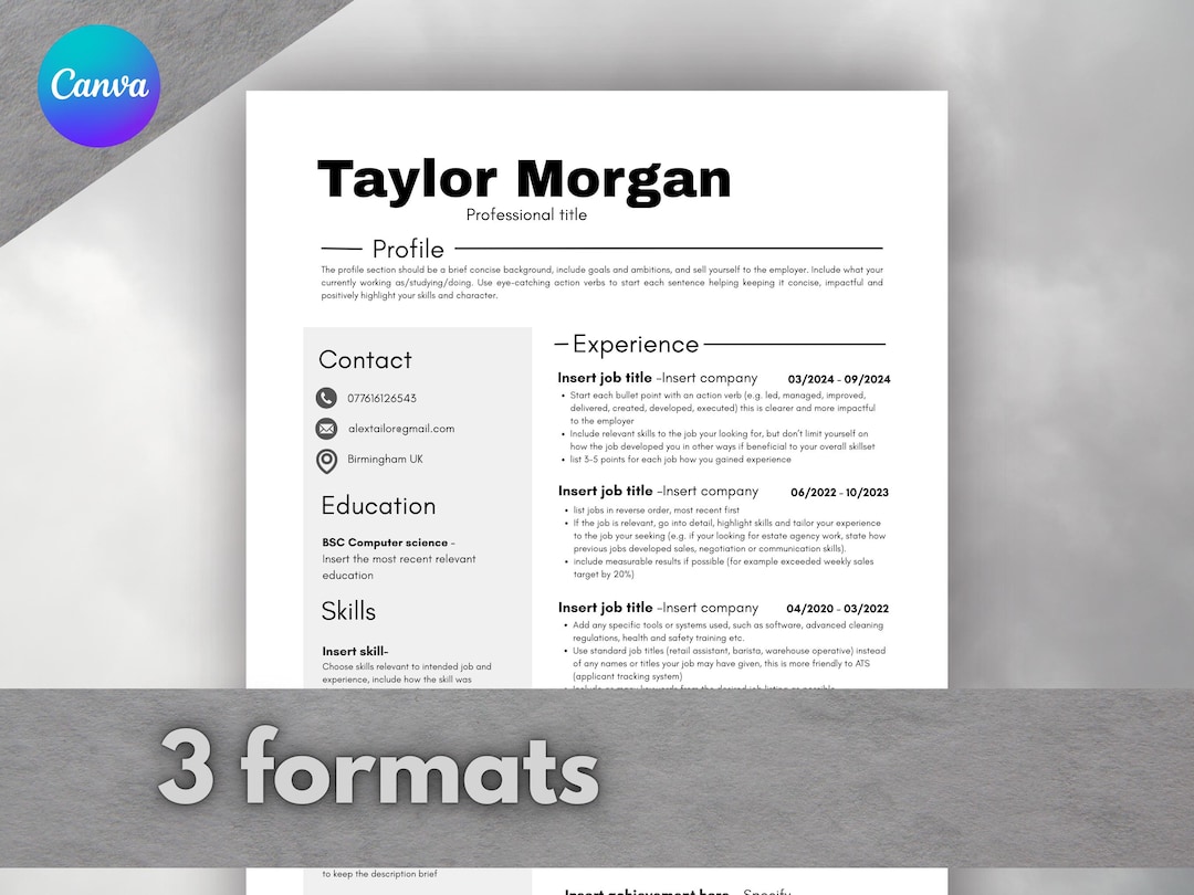 Universal Resume Template With 3 Formats Suitable for Professionals and ...