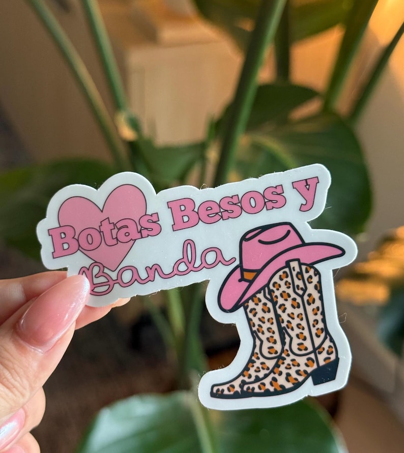 Botas, Besos Y Banda Sticker for Laptop, Water Bottles, Journaling ...