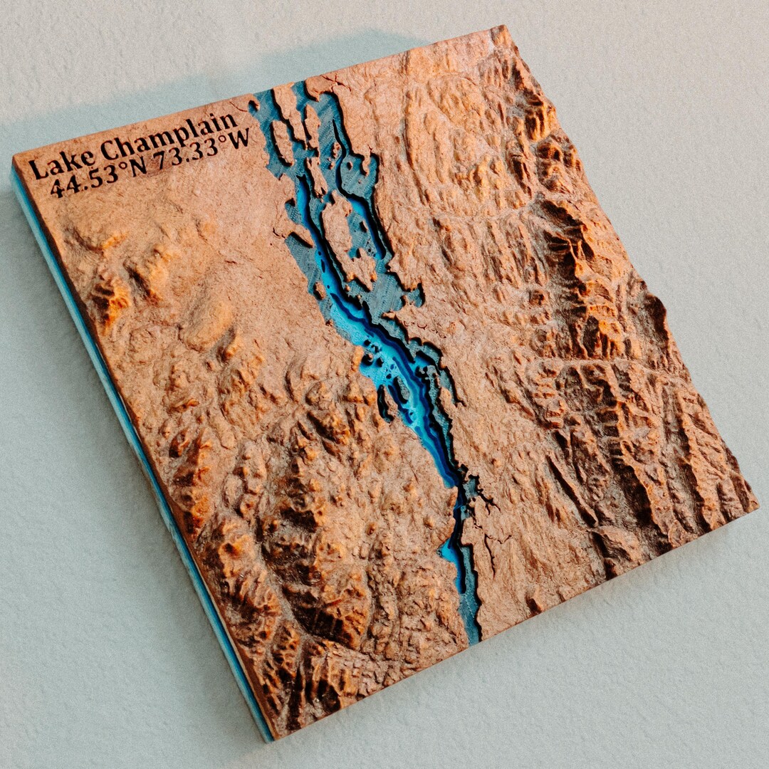 Lake Champlain 3D Wood Topographical Map - Etsy