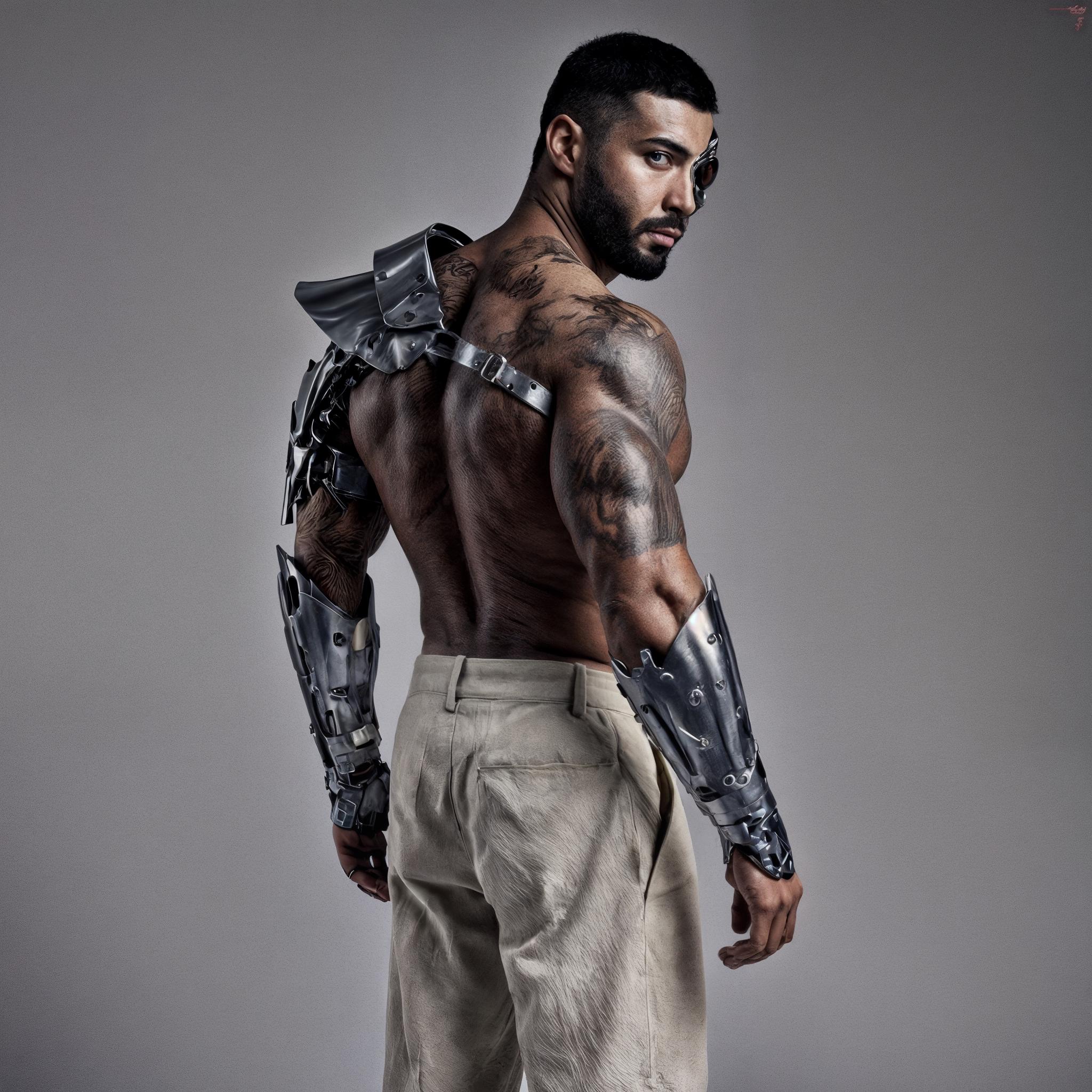 Chrome Cyborg Outfit - Silver Leather Shoulder & Bracelets, Metallic ...