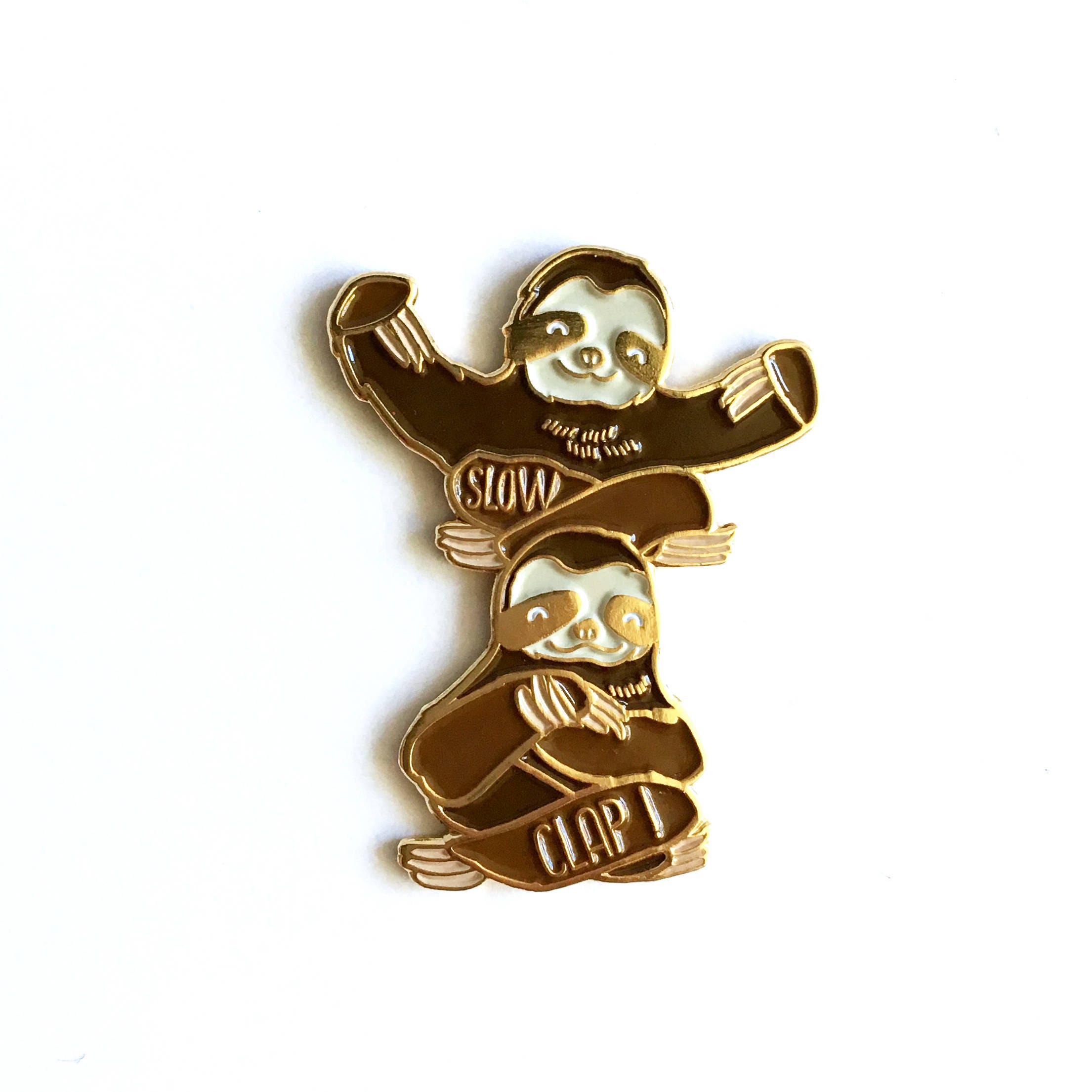 Slow Clap Sloths Stack Enamel / Lapel Pin