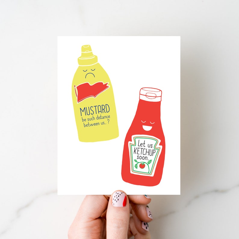 Let Us Ketchup Soon Mustard Ketchup Punny Greeting Card - Etsy
