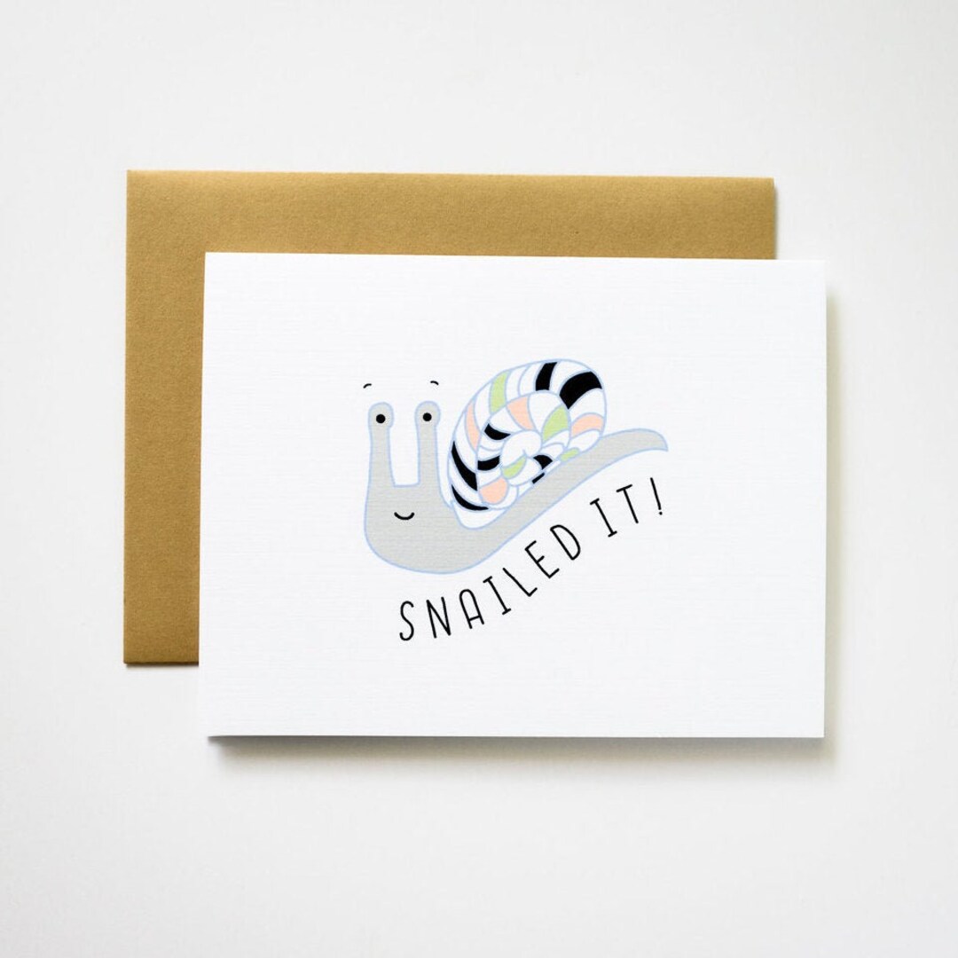 Snailed It Snail Congratulations Greeting Card - Etsy