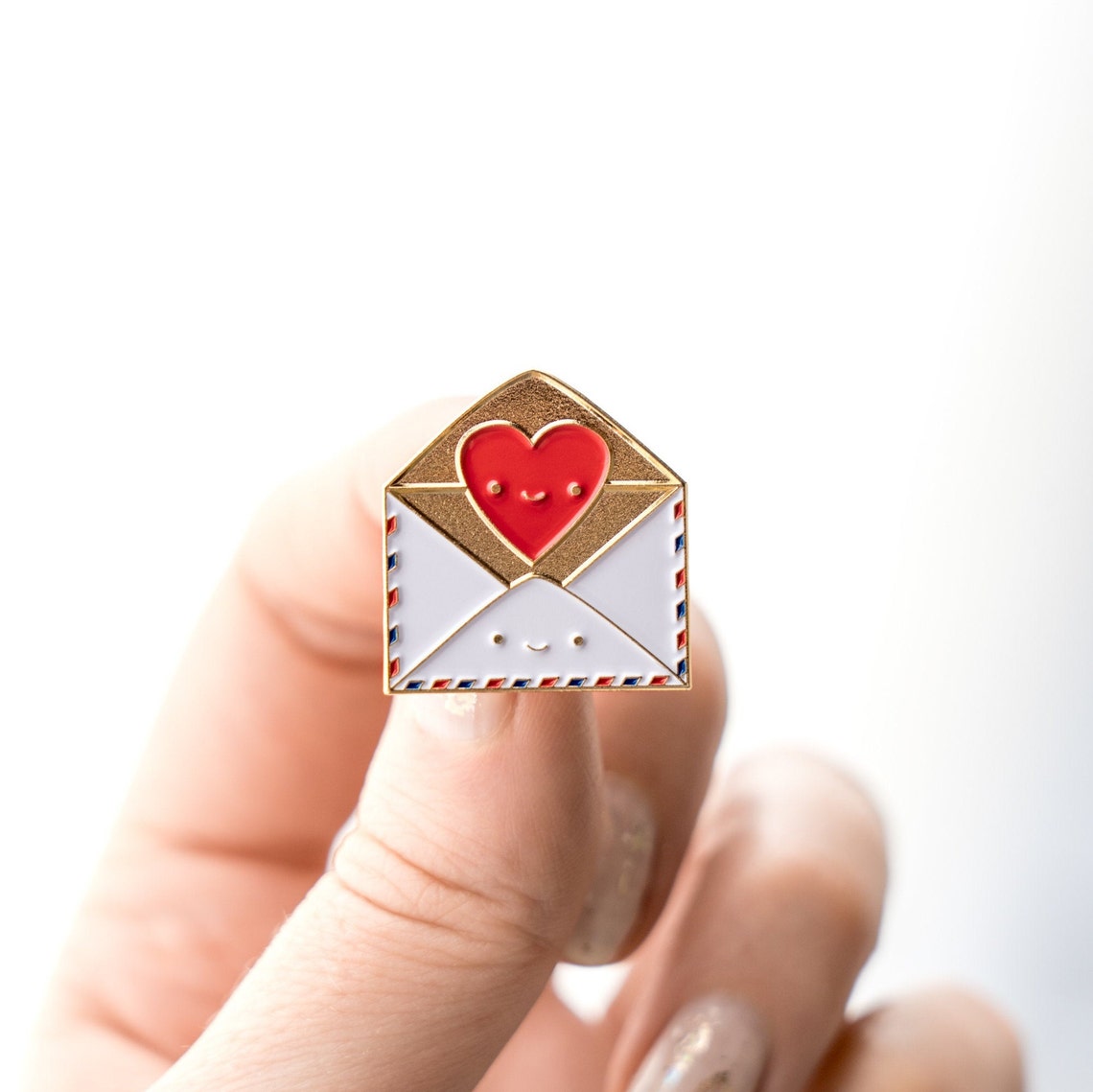 NEW** Send Love Snail Mail Envelope With Heart Enamel / Lapel Pin - Etsy