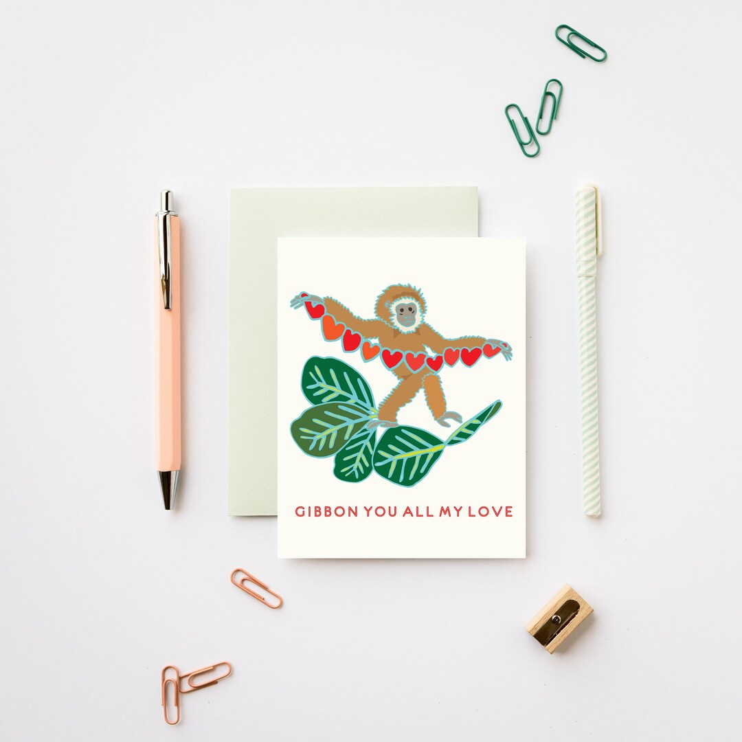 Gibbon You All My Love / Giving You All My Love Punny Valentines Love ...
