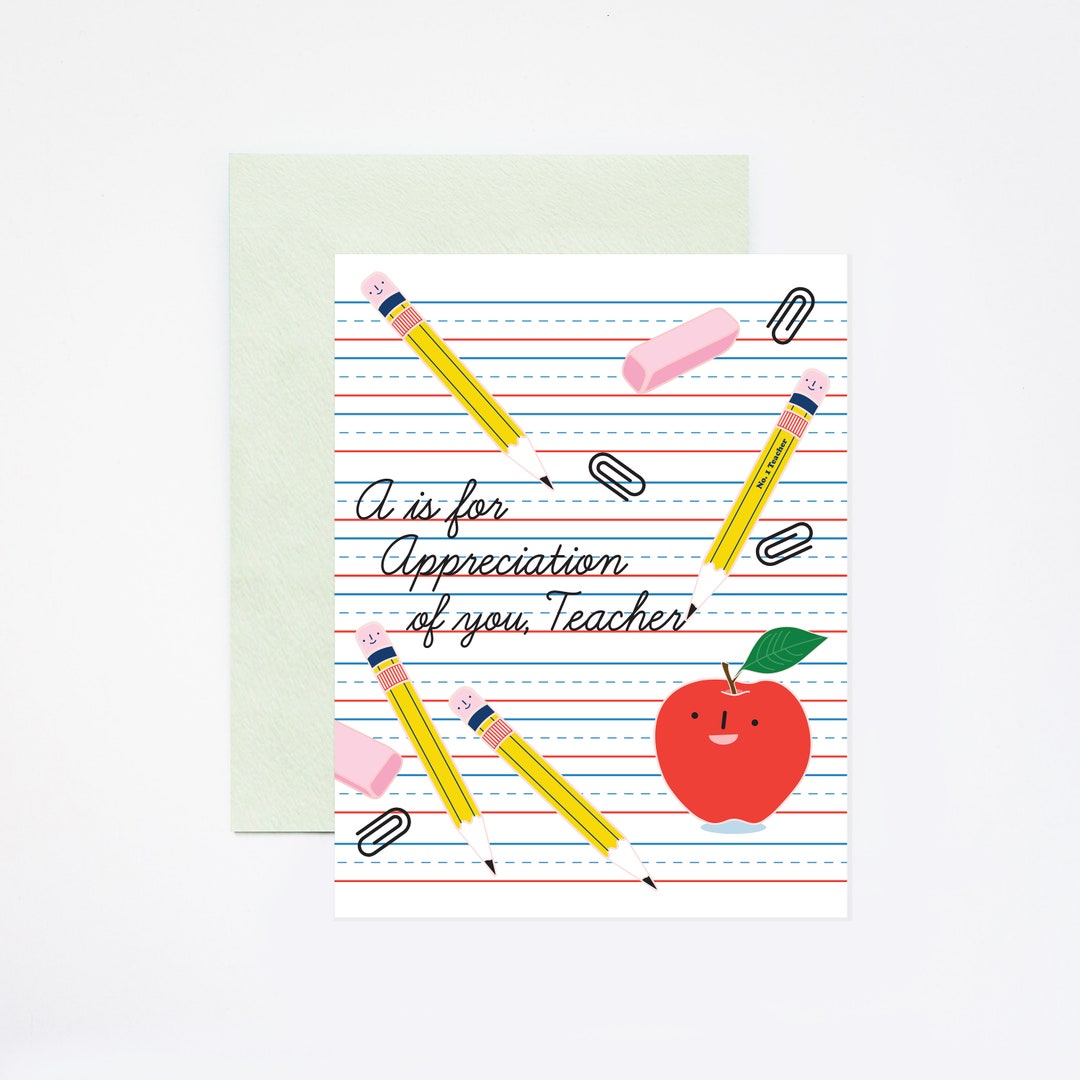Back-to-school A is for Appreciation Teacher Greeting Card - Etsy