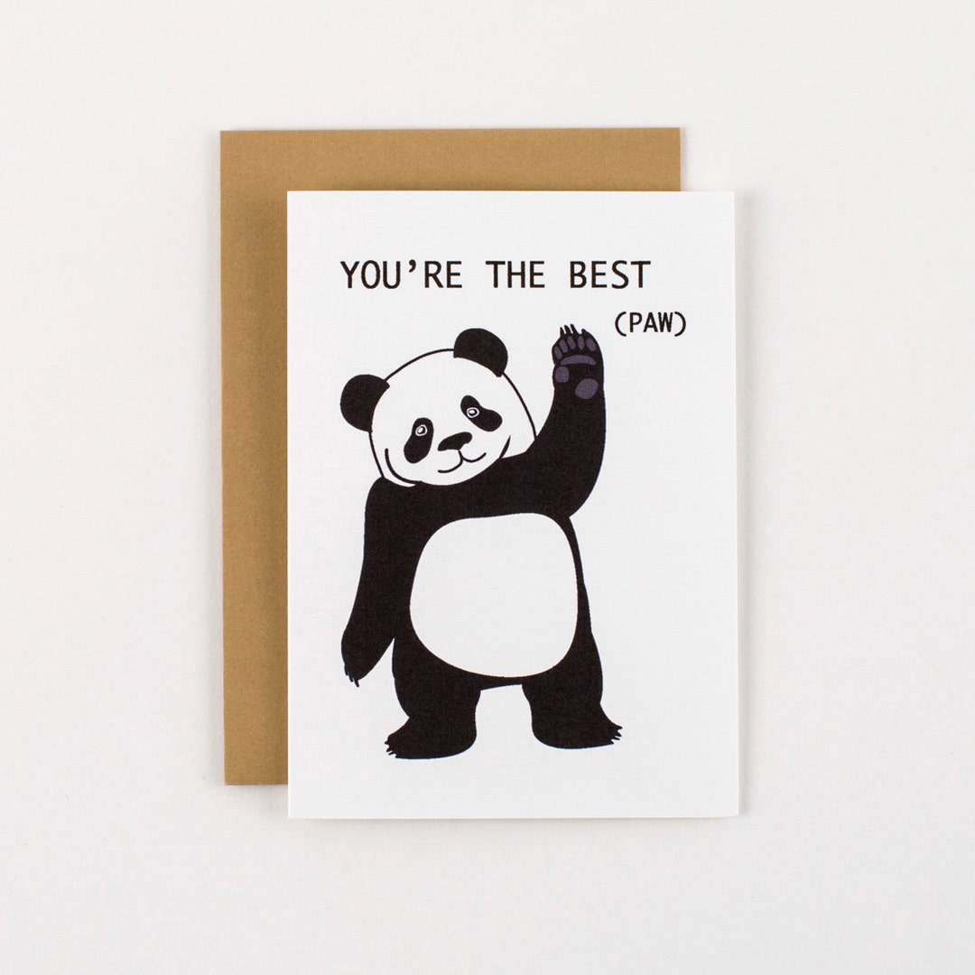 Panda You're the Best Paw Greeting Card - Etsy