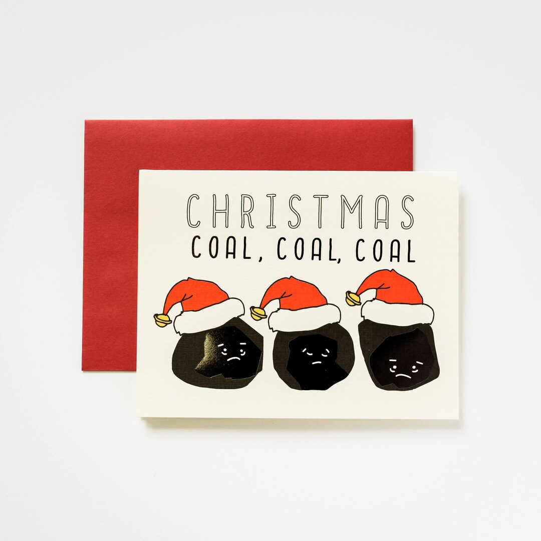 Christmas Black Foil Coal Coal Coal Greeting Card - Etsy