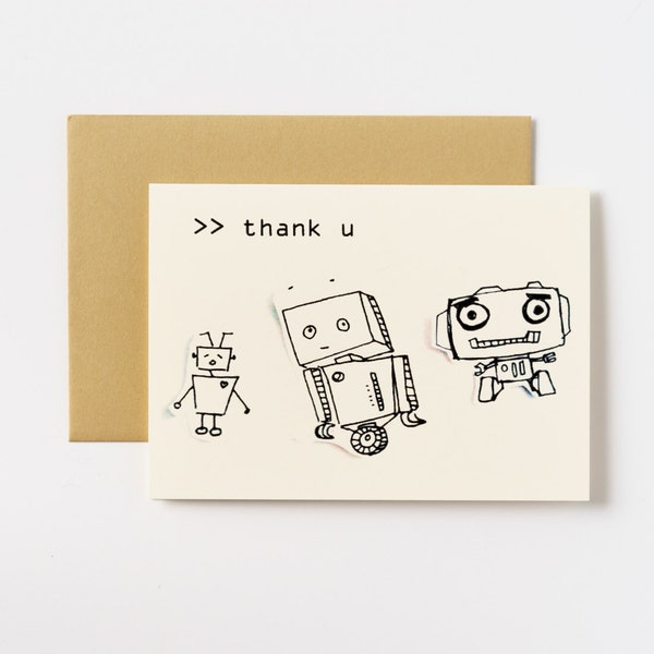 Robot Thank You Cards - Etsy