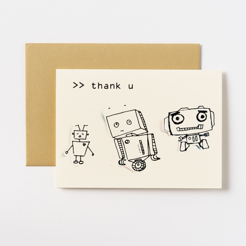 Robot Thank You Greeting Cards - Set of 5 - Etsy