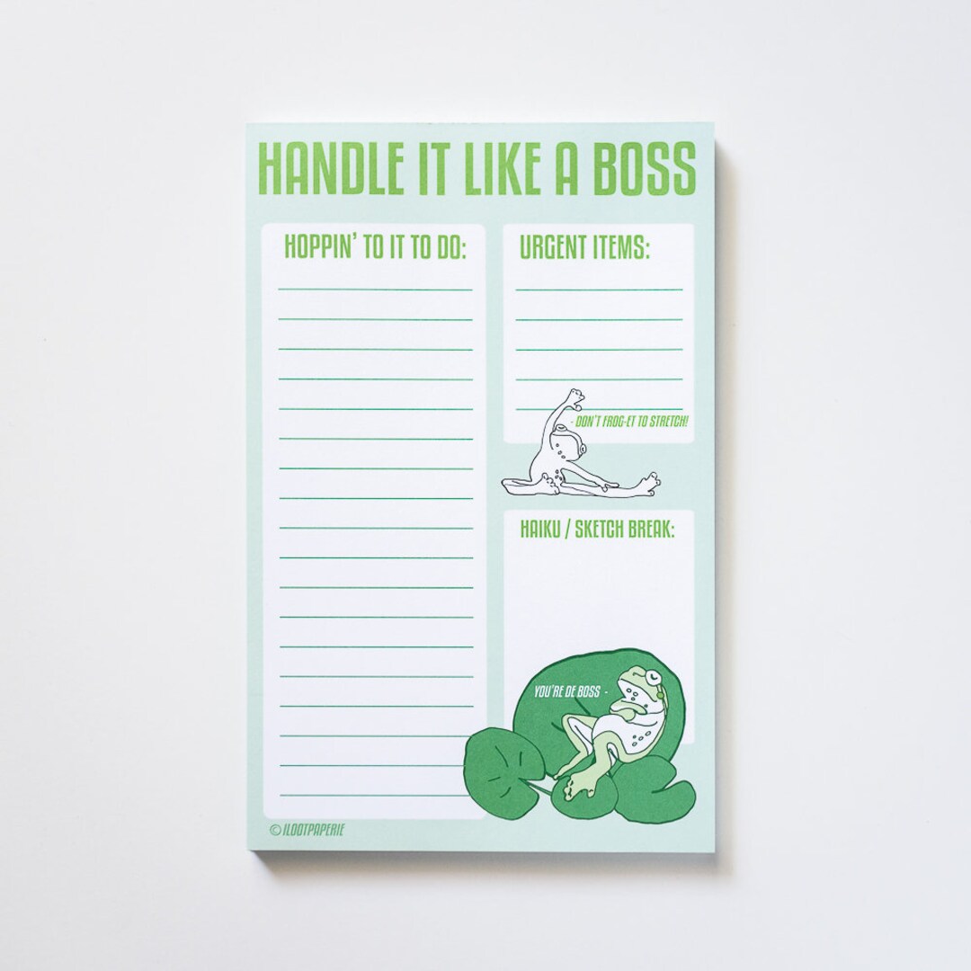 Handle It Like a Boss Frog Desk Notepad - Etsy