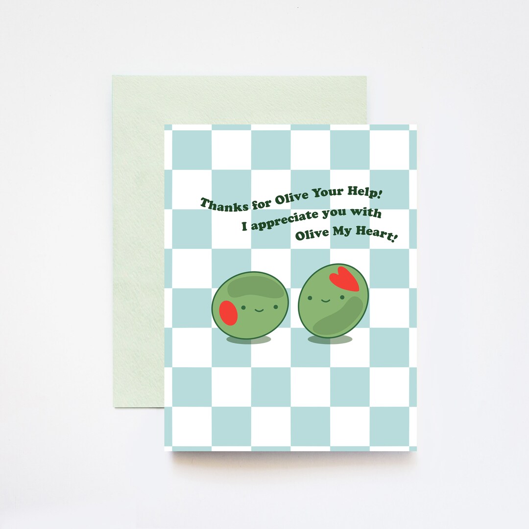 Thank You for Olive Your Help Olives Thank You A2 Greeting Card - Etsy