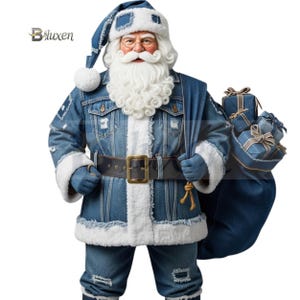 Blue Denim Santa Suit: Handcrafted Christmas Costume With Fur Trim - Etsy