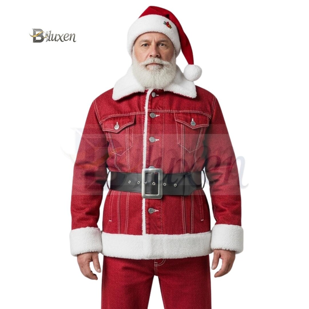 Denim Santa Coat With Hat: Faux Fur Trim, Genuine Denim - Etsy