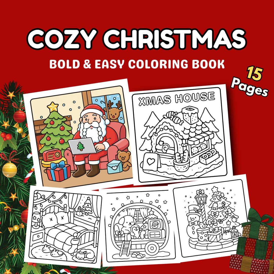 Bold and Easy Christmas Coloring Book | 15 Printable Holiday Pages ...