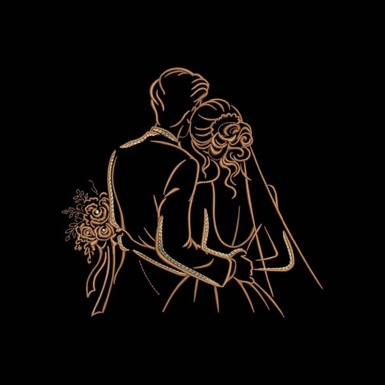 Wedding Couple Embroidery Design: Wedding Monogram With Couple (digital ...