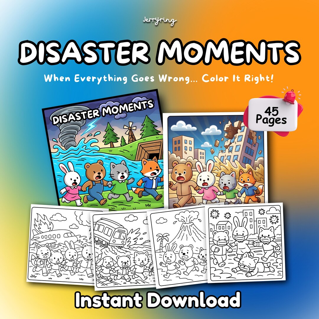 Disaster Moments Coloring Book, 45 Cozy Pages (printable PDF) - Etsy