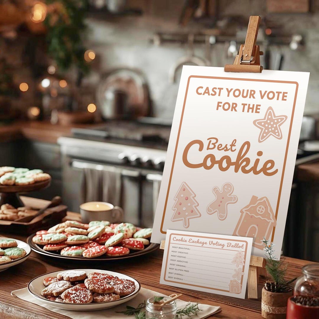 Editable Cookie Exchange Voting Sign Printable Cookie Swap Ballot Box ...
