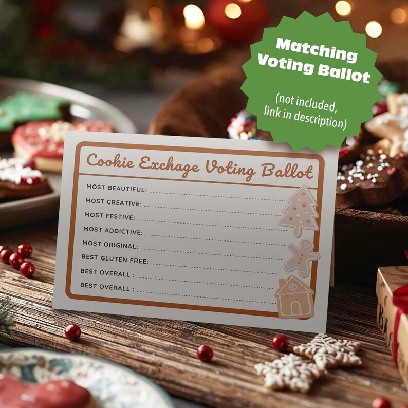 Editable Cookie Exchange Voting Sign Printable Cookie Swap Ballot Box ...