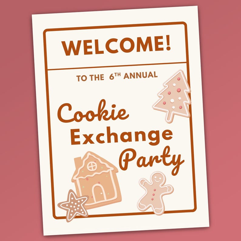 Editable Cookie Exchange Welcome Sign Printable Swap Decor Holiday ...
