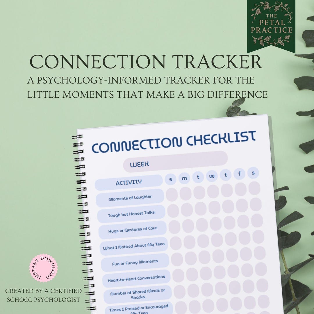 Printable Connection Checklist for Parents | Weekly Teen Relationship ...
