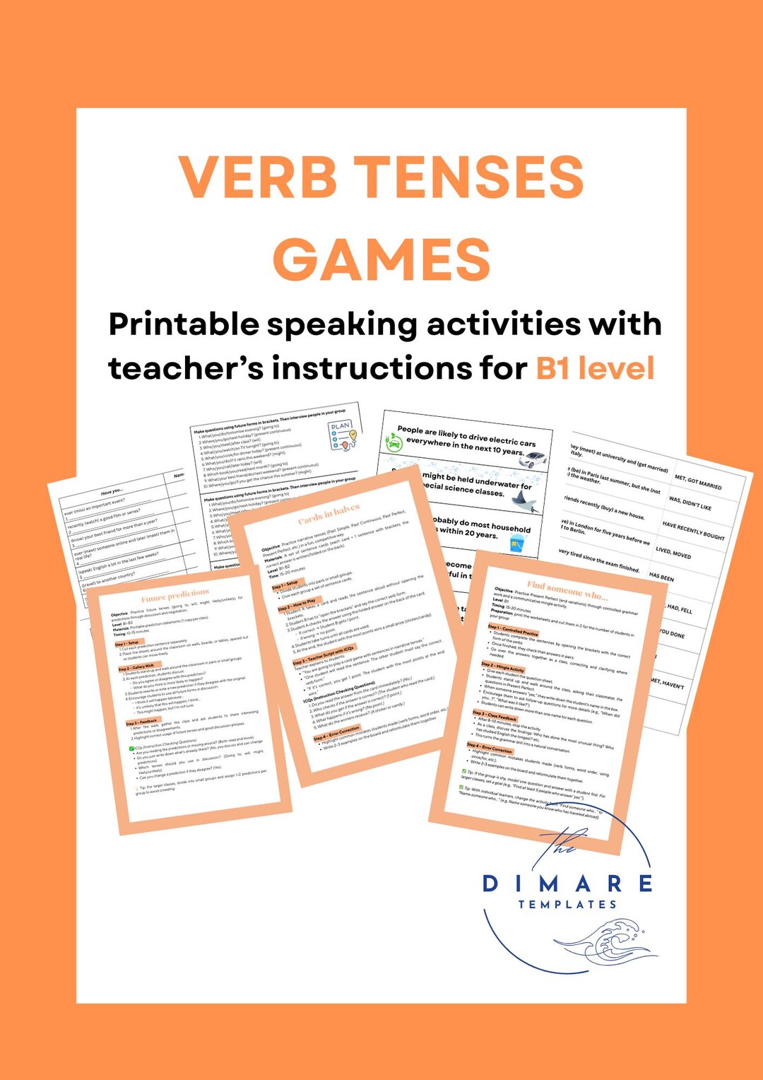 B1 Verb Tenses Bundle | Printable PDF With Teacher Instructions - Etsy