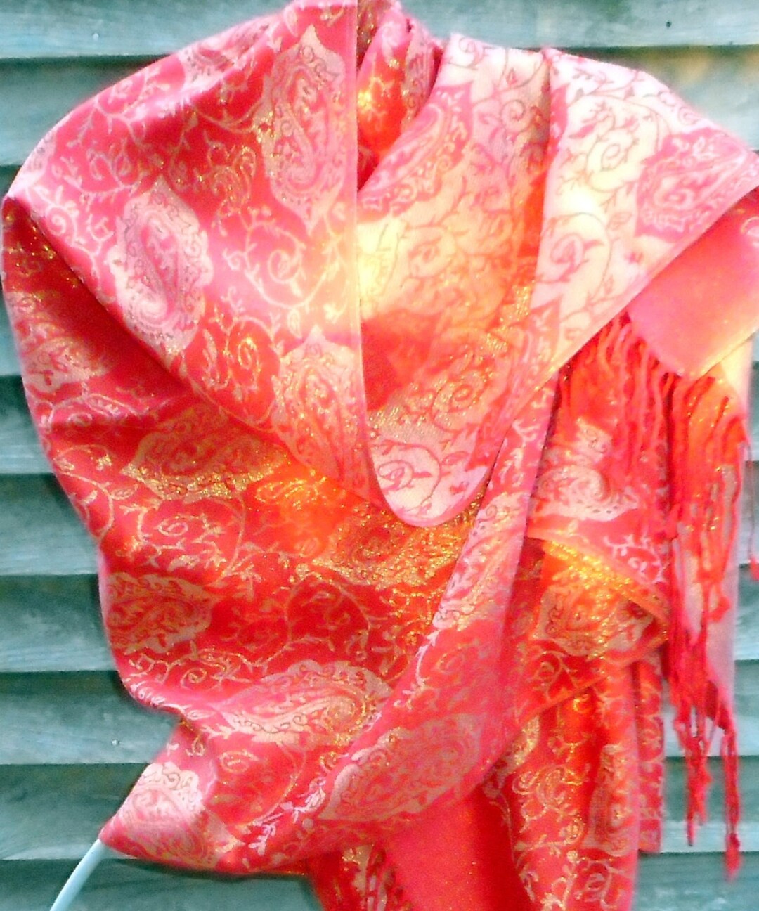 Rave Pashmina, Bright Red and Gold Shawl, Unisex,glitzy Pashmina,sexy ...