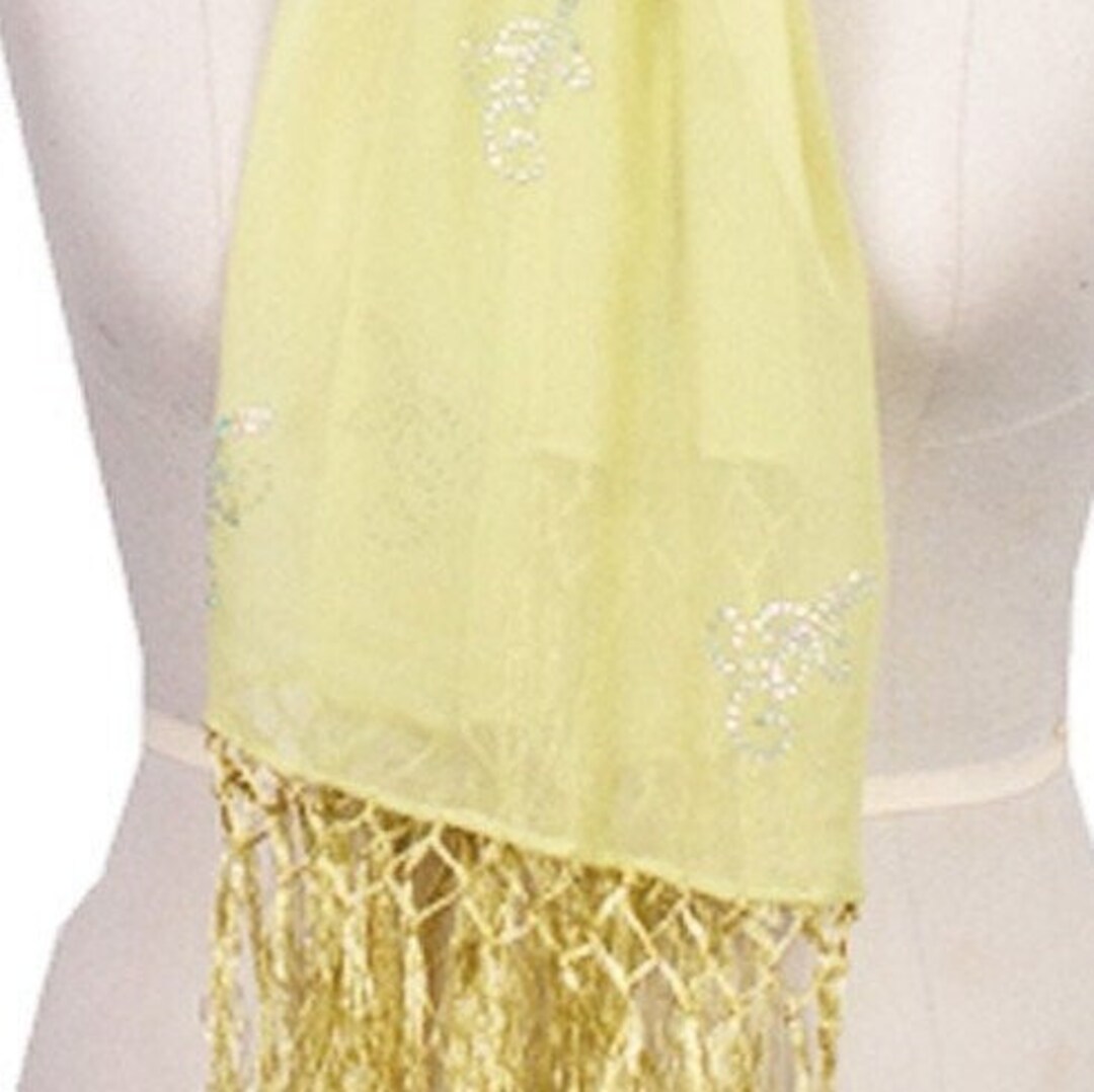 Festival Scarf Yellow Rave Scarf Floral Sequin Design - Etsy New Zealand