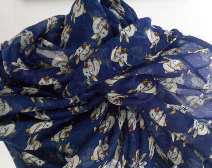 Festival Shawlnavy Blue Rabbit Infinity Scarfanimal Printed - Etsy